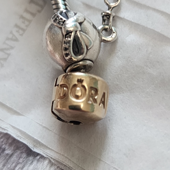 Pandora | Jewelry | Pandora Silver Gold Clasp Bracelet Theme Rose ...